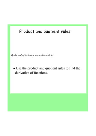 Ib maths sl product and quotient rules | PDF
