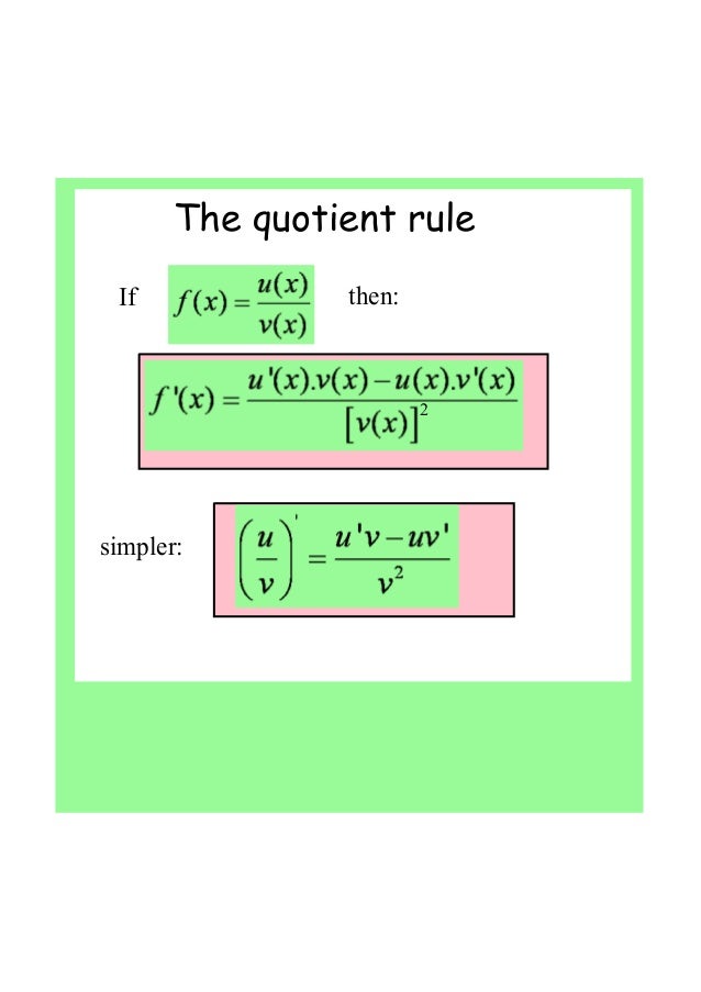 Ib maths sl product and quotient rules