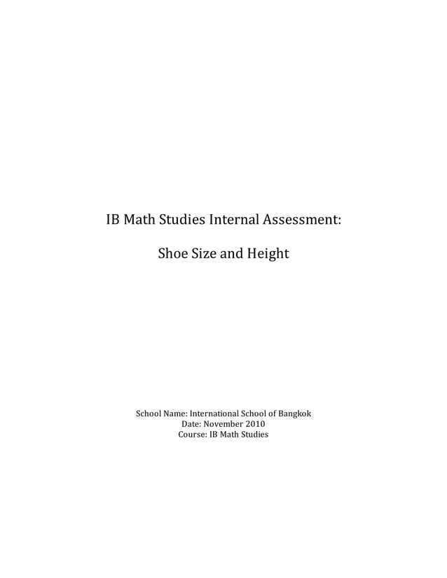 Mathematics- IB Math Studies IA | PDF