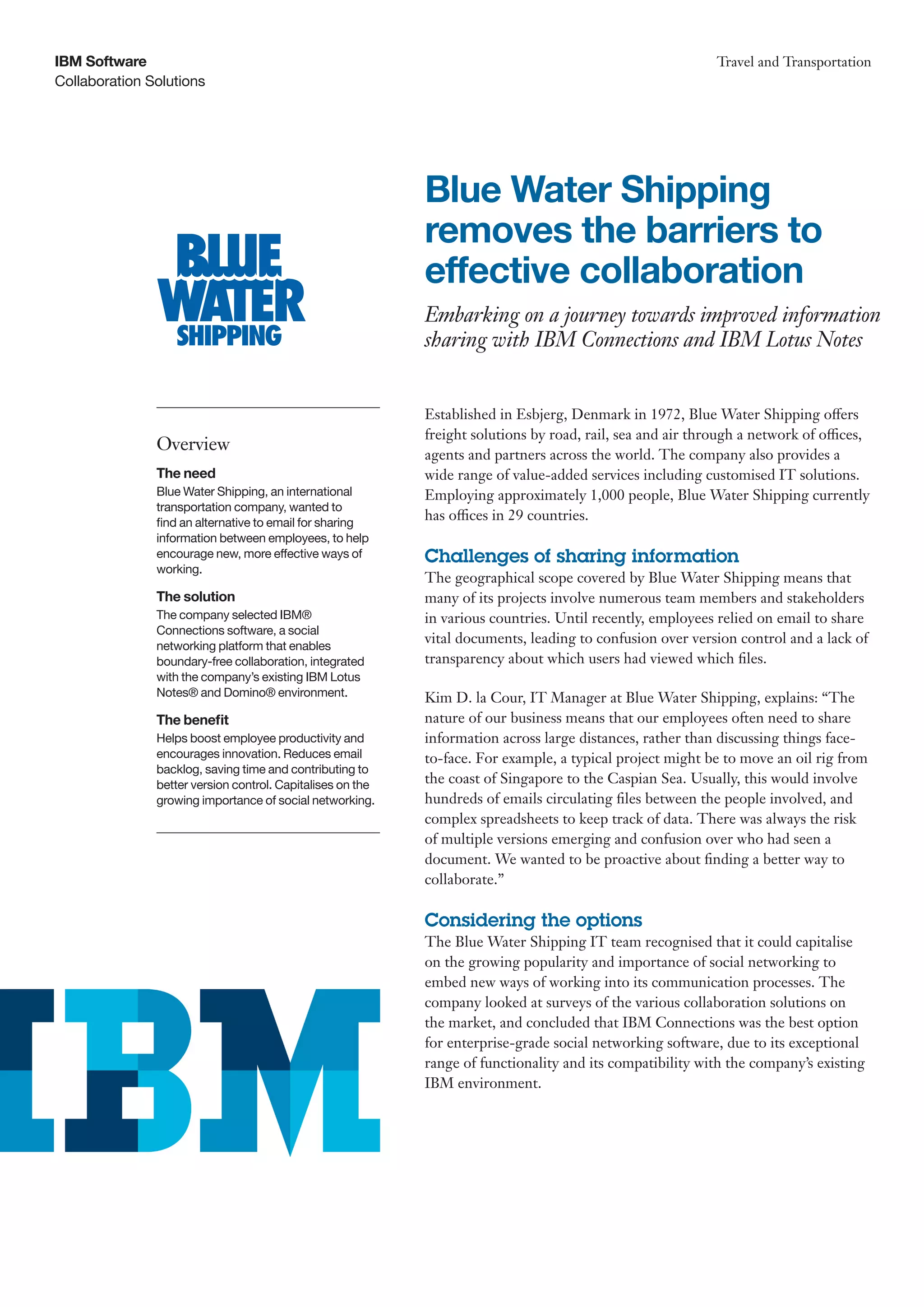 IBM Blue Water Shipping Case study | PDF