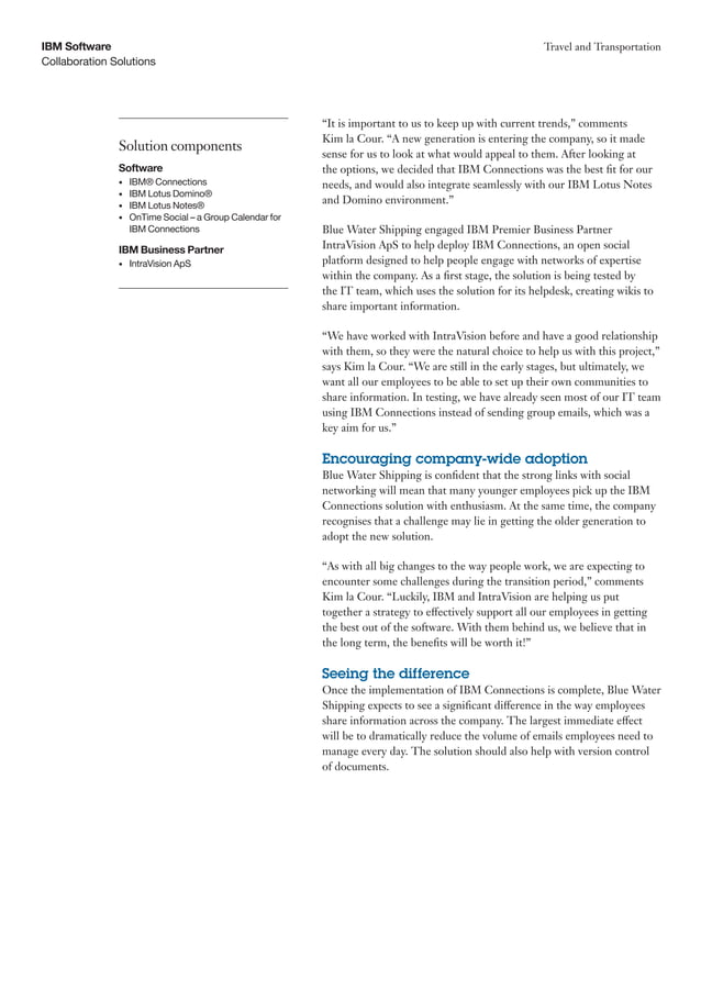 IBM Blue Water Shipping Case study | PDF | Social Networking | Internet