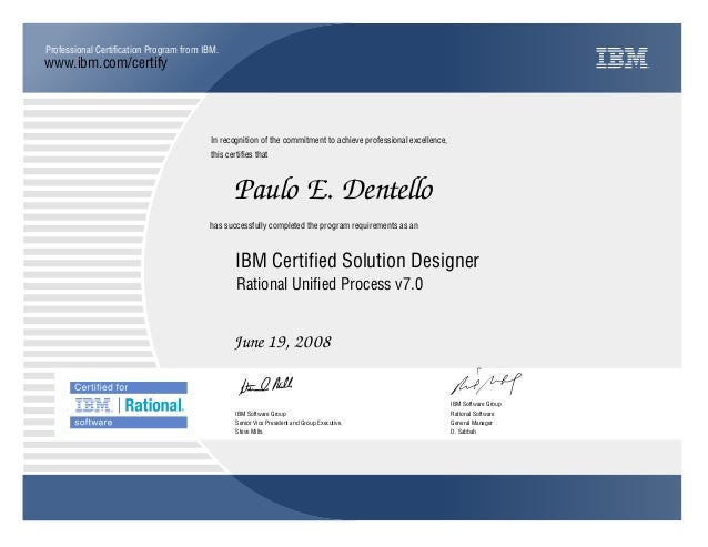 Certificado IBM RUP de Paulo Dentello