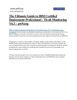 The Ultimate Guide to Ibm certified deployment professional tivoli ...
