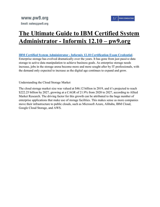 The Ultimate Guide to Ibm certified system administrator informix 12.10 | Cloud Computing | Internet