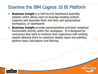 IBM Cognos 10.1 User Interface Tools Overview | PDF