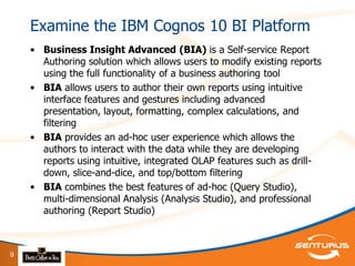 IBM Cognos 10.1 User Interface Tools Overview | PDF