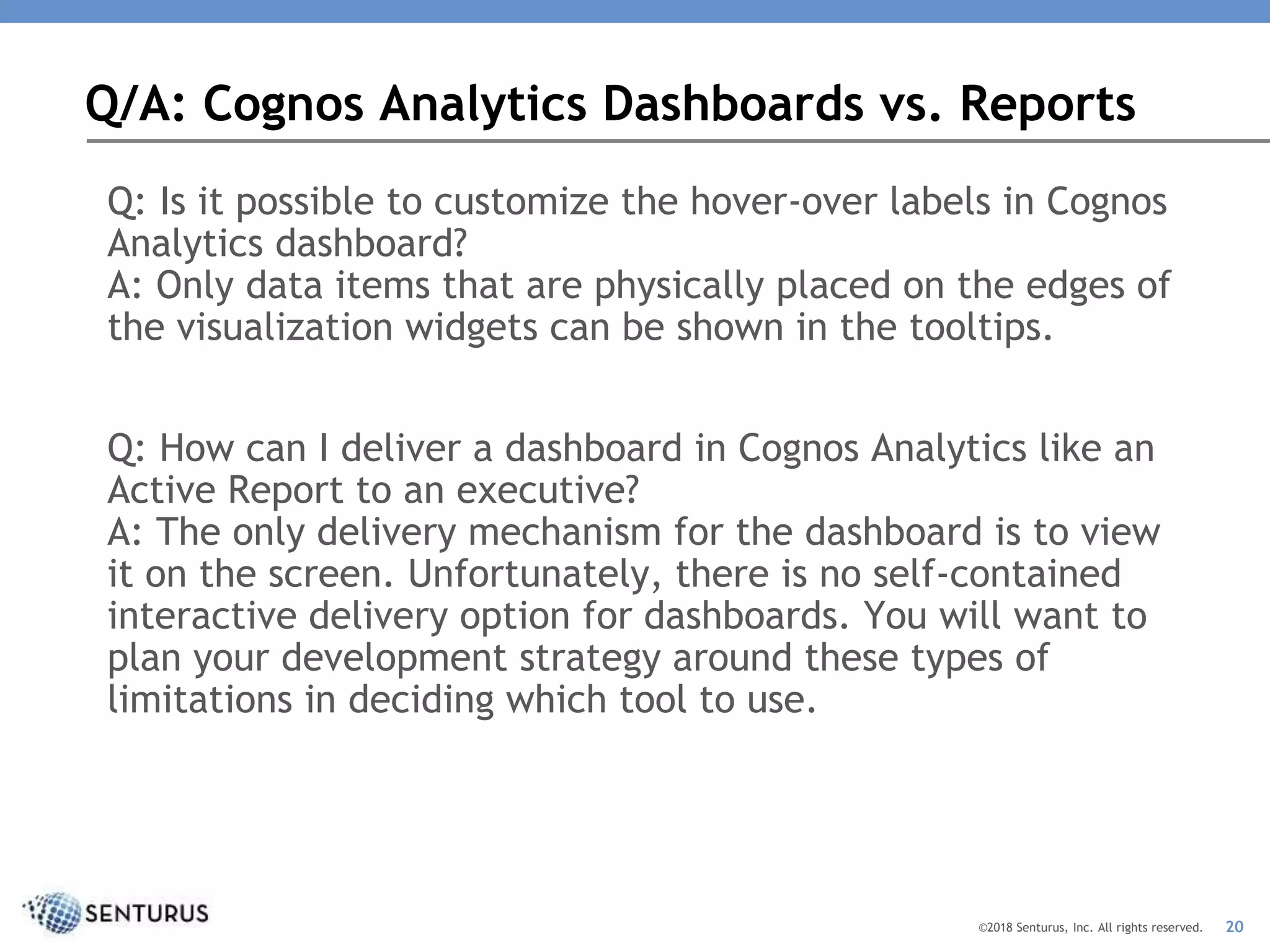 IBM Cognos Analytics Reporting vs. Dashboarding: Matching Tools to ...