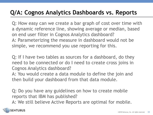 IBM Cognos Analytics Reporting vs. Dashboarding: Matching Tools to ...