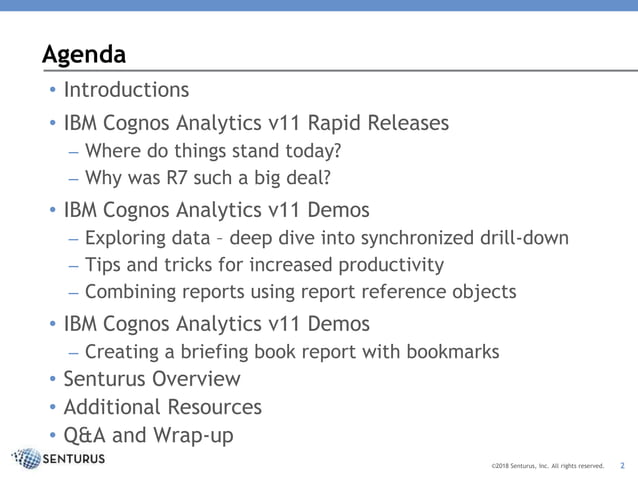 IBM Cognos Analytics Release 7+ Authoring Improvements: Demos of New and Reintroduced Features ...