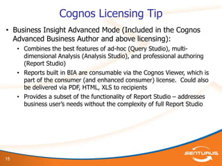 IBM Cognos Report Studio Version 10 Advanced Tips and Tricks | PPTX