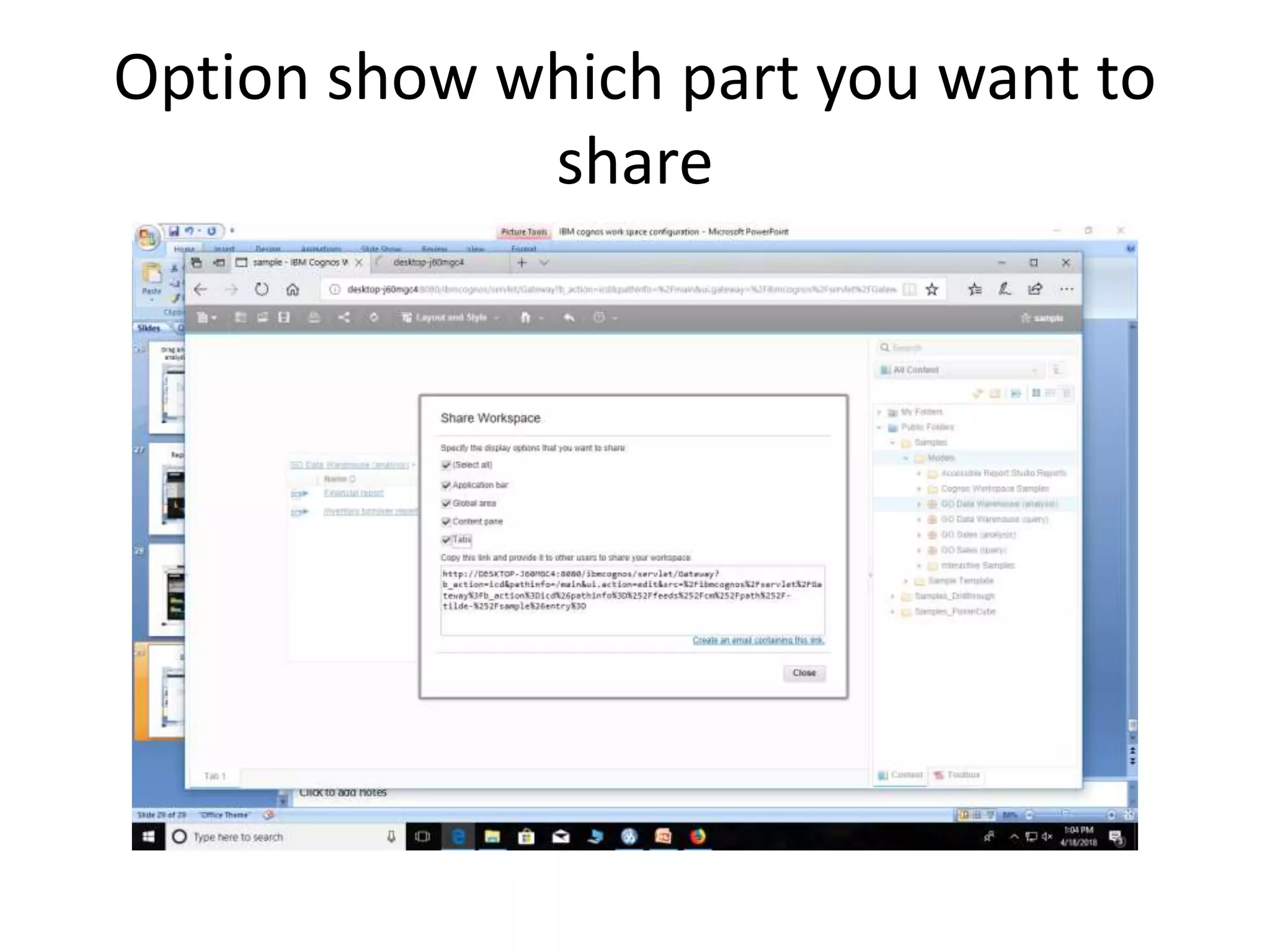 Ibm Cognos Work Space Configuration Pptx