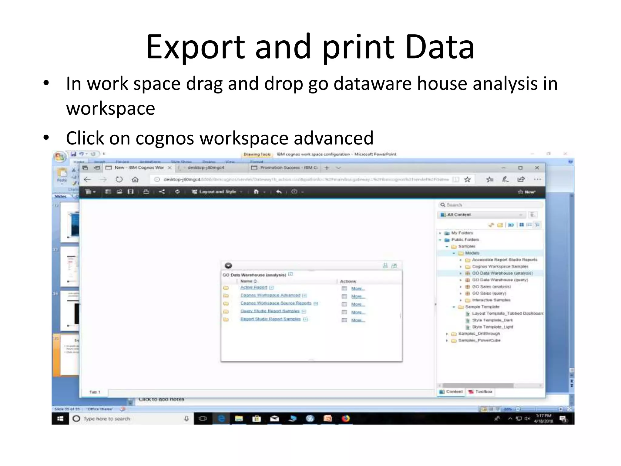 Ibm Cognos Work Space Configuration Pptx