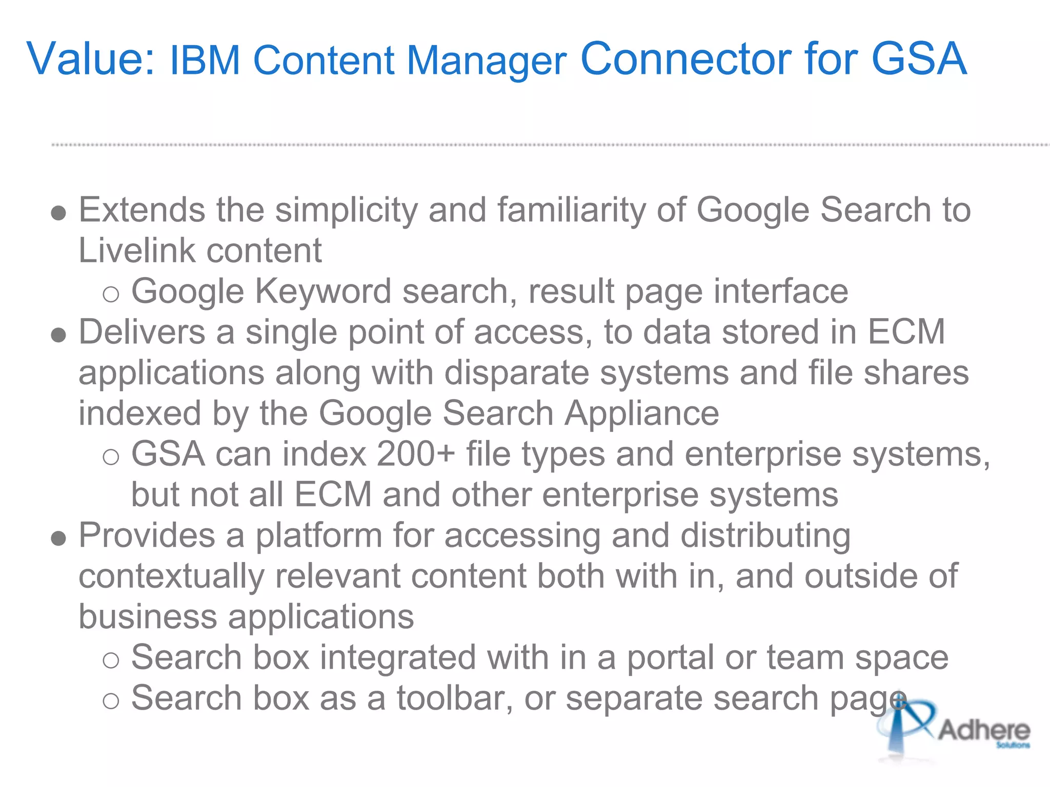 Ibm Content Manager Connector Overview0001 1 | PDF