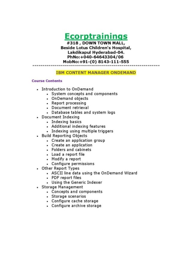Ibm Content Manager Ondemand Online Training Tutorials Best Ibm
