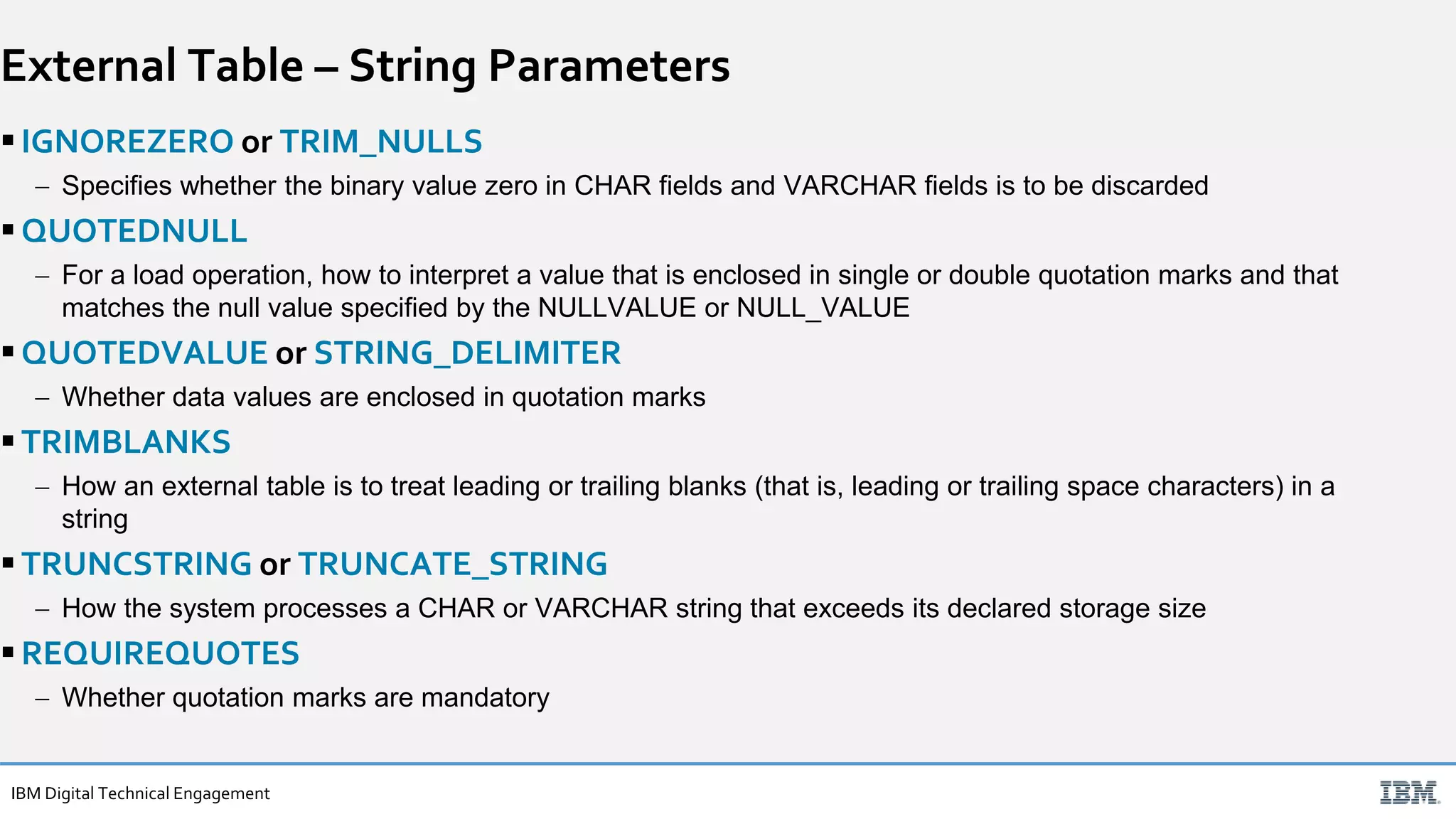 IBM Db2 11.5 External Tables | PPTX | Databases | Computer Software and Applications