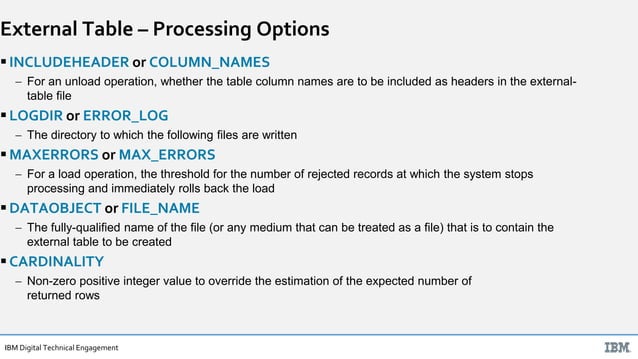 IBM Db2 11.5 External Tables | PPT