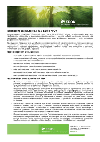 Внедрение шины данных IBM ESB в КРОК | PDF