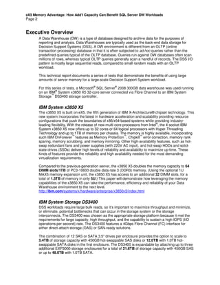 The IBM eX5 Memory Advantage How Additional Memory Capacity on eX5 Can Benefit SQL Server Data ...