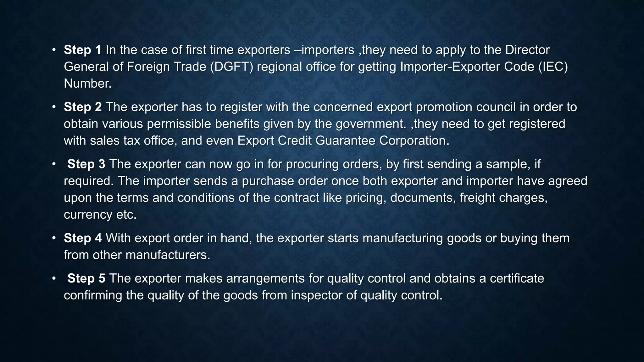 Export & Import - Procedure and Documentation | PPTX
