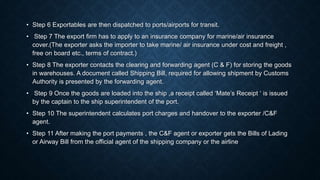 Export & Import - Procedure and Documentation | PPTX | Logistics | Business