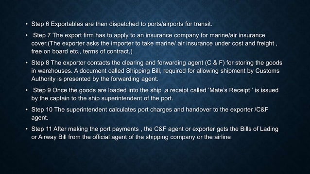 Export & Import - Procedure and Documentation | PPTX | Logistics | Business