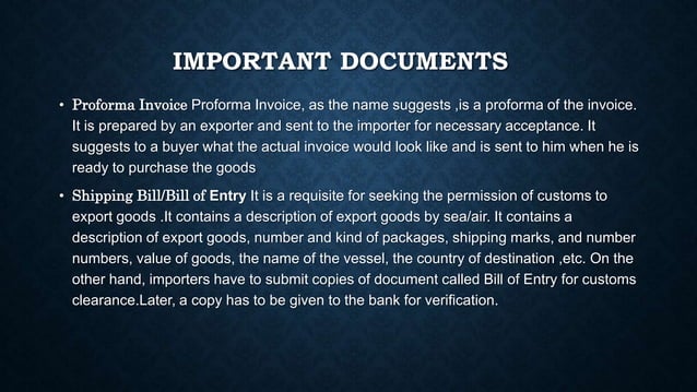 Export & Import - Procedure and Documentation | PPTX | Logistics | Business