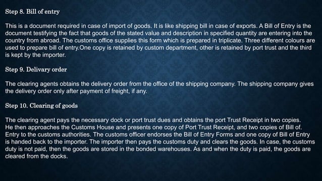 Export & Import - Procedure and Documentation | PPTX | Logistics | Business