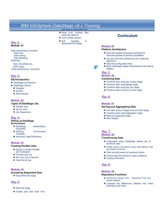 Datastage Online Training|IBM Infosphere Datastage Training|Datastage 8.7 online training | PDF