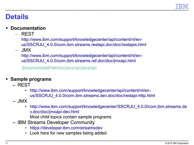 Administration APIs: REST and JMX for IBM InfoSphere Streams V4.0 | PPT