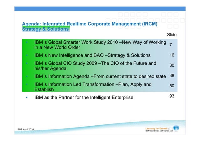 IBM Integrated Realtime Corporate Management 2010 | PPT