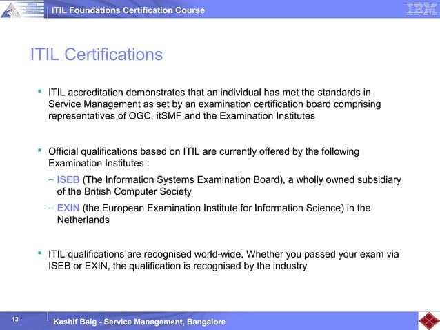 ThinkFaculty ITIL Training Course IBM | PPT