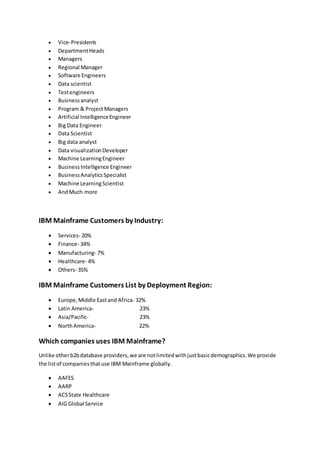 IBM Mainframe Customers List | DOCX