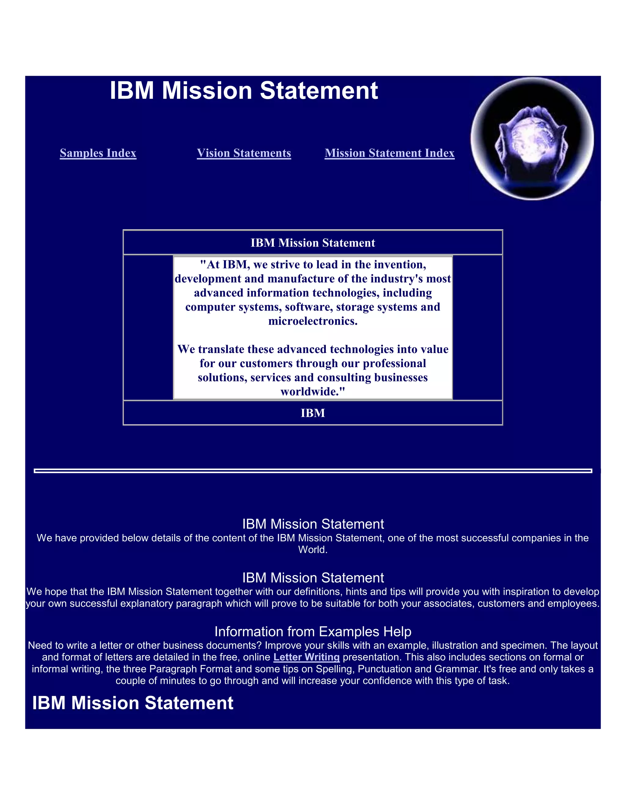 Ibm mission statement | DOCX