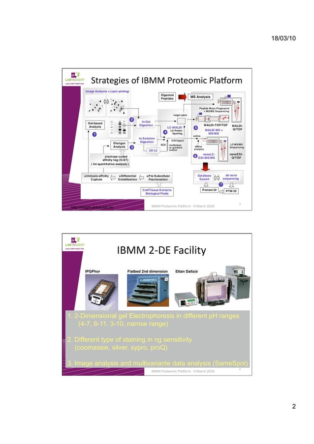 IBMM Proteomic Platform - ULB - Lab'InSight Proteomics | PDF