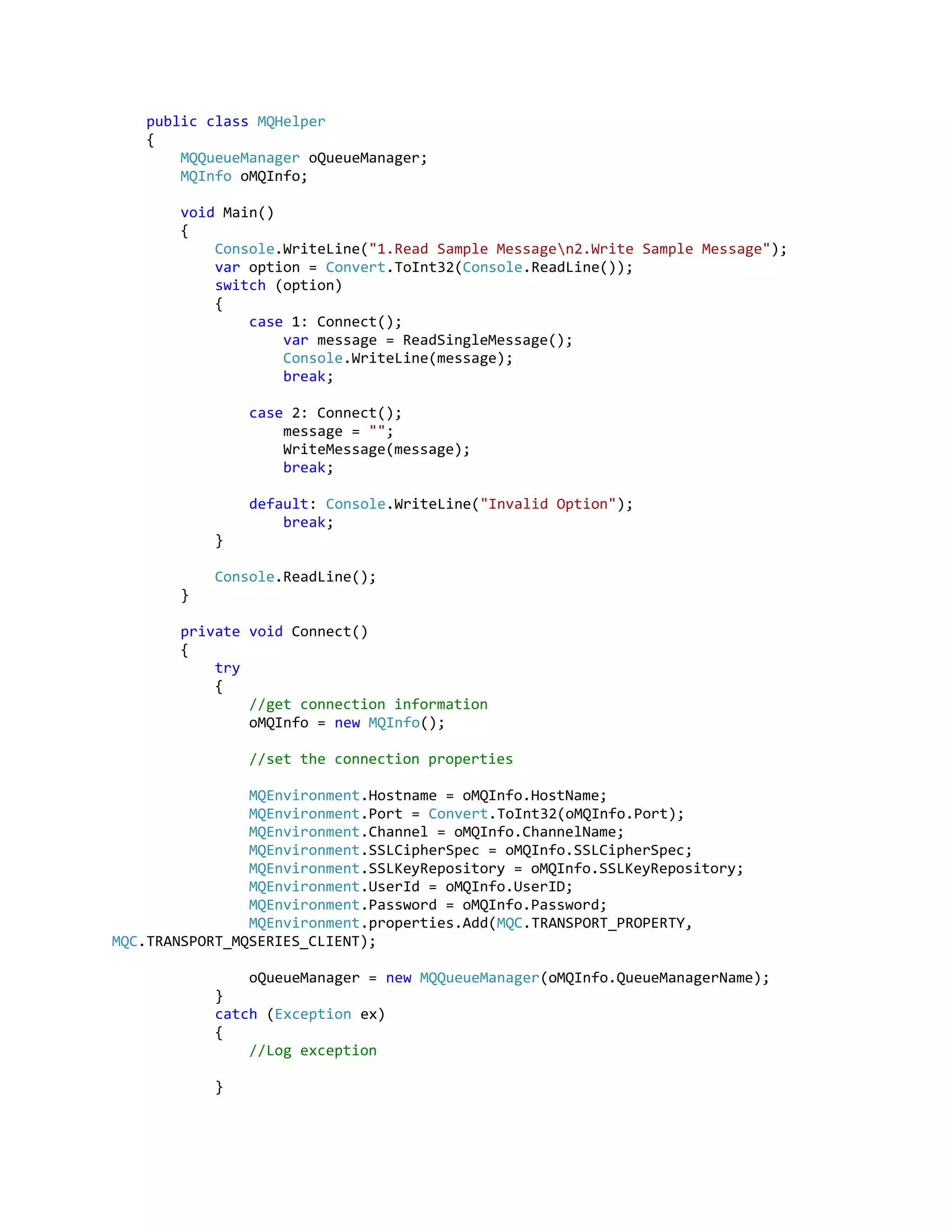 Ibm mq with c# sending and receiving messages | PDF