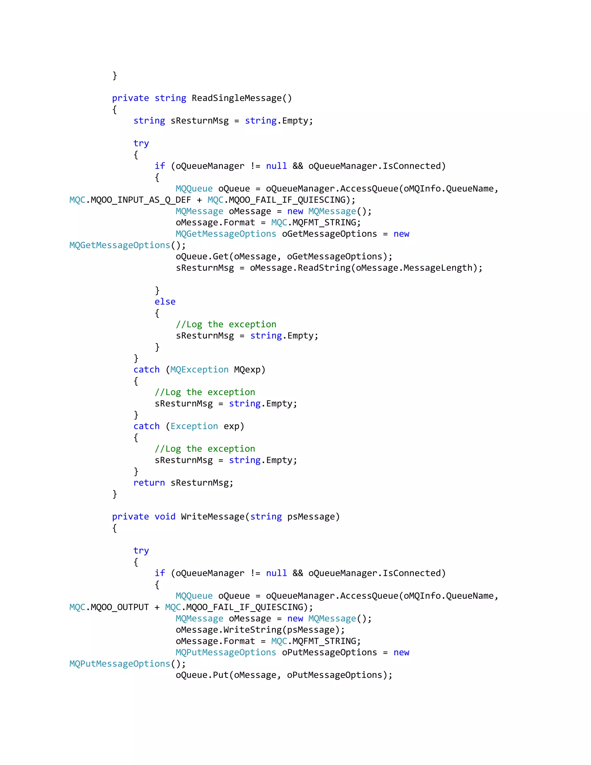 Ibm mq with c# sending and receiving messages | PDF