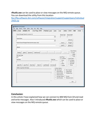 Ibm mq with c# sending and receiving messages | PDF