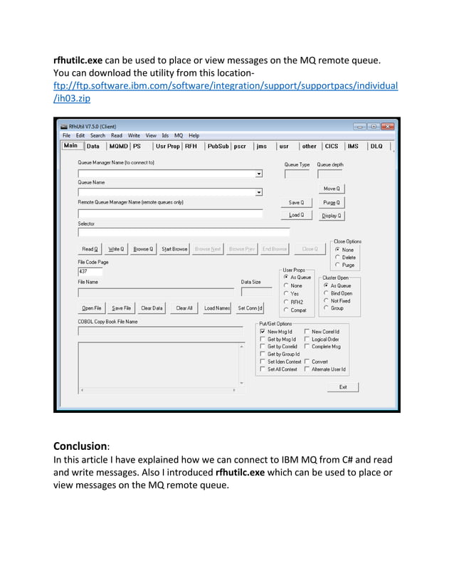 Ibm mq with c# sending and receiving messages | PDF