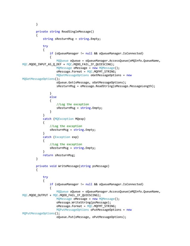 Ibm mq with c# sending and receiving messages | PDF