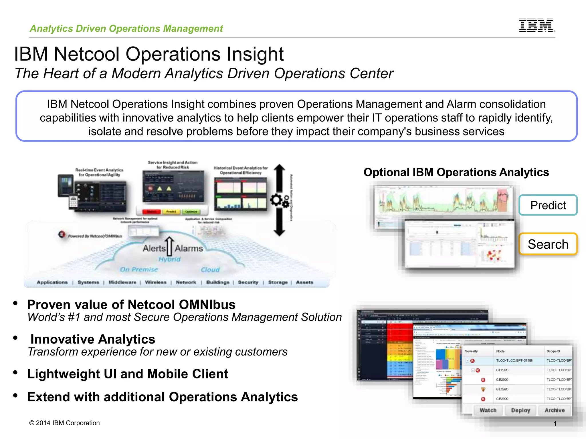 Ibm Netcool Operations Insight Pptx Cloud Computing Internet