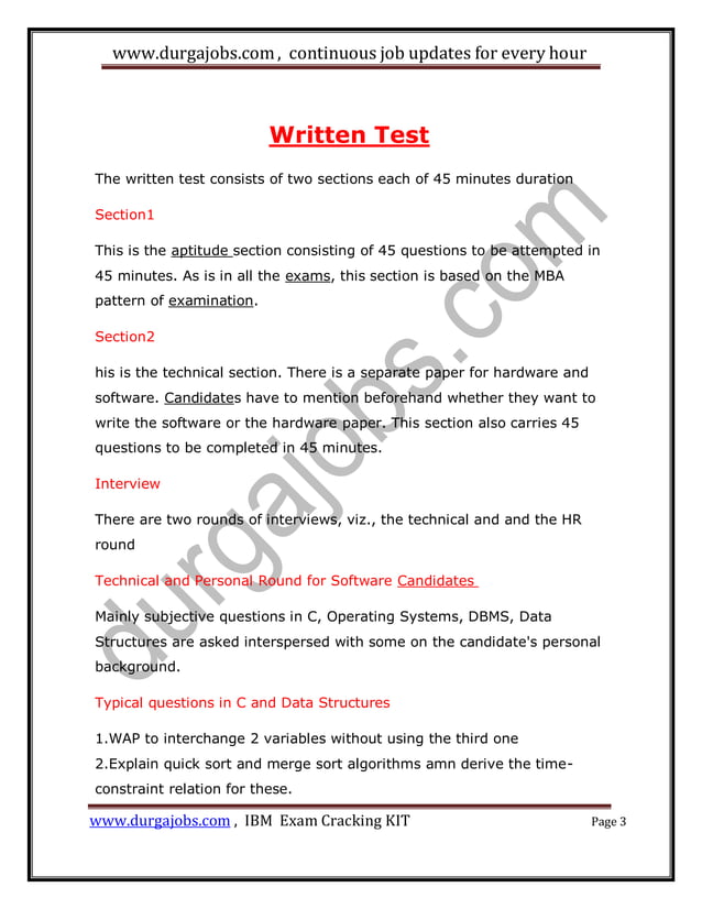 Ibm placement papers | PDF