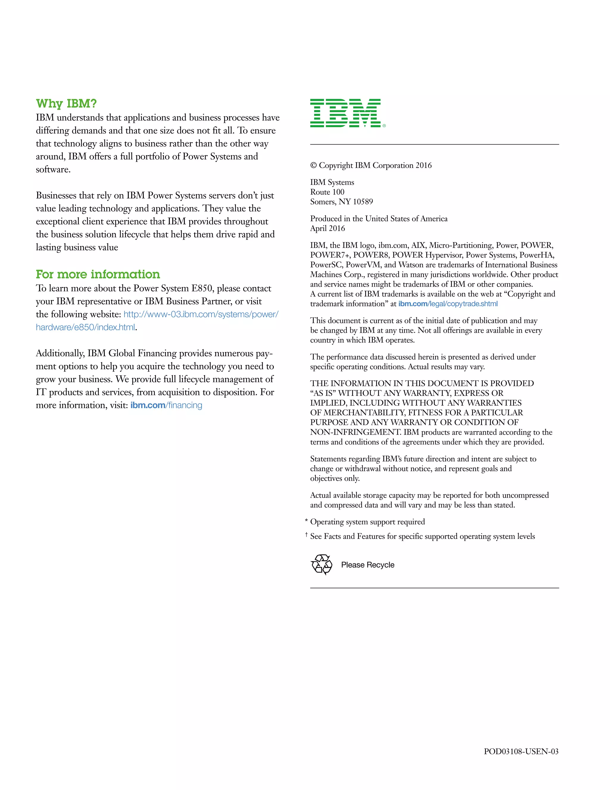 Ibm Power System E850 pod03108 usen | PDF