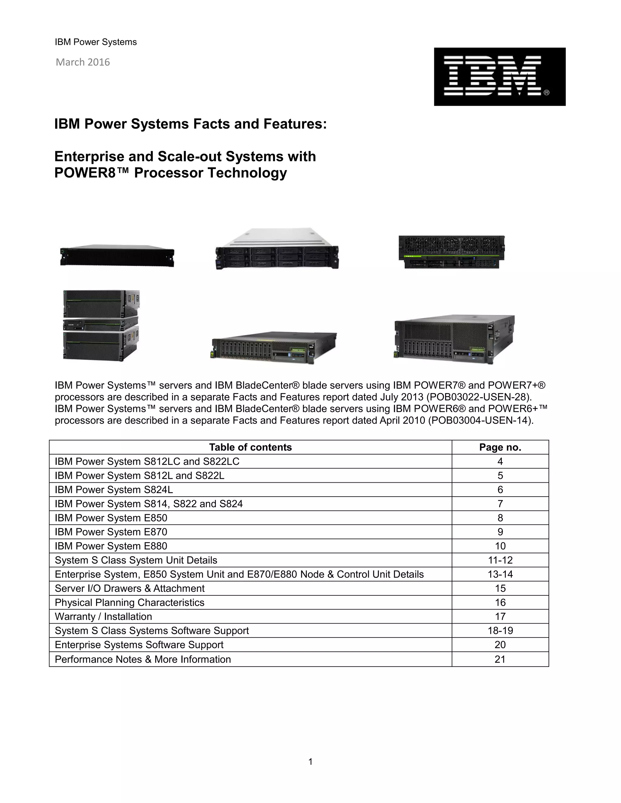 Ibm power systems facts and features power 8 | PDF