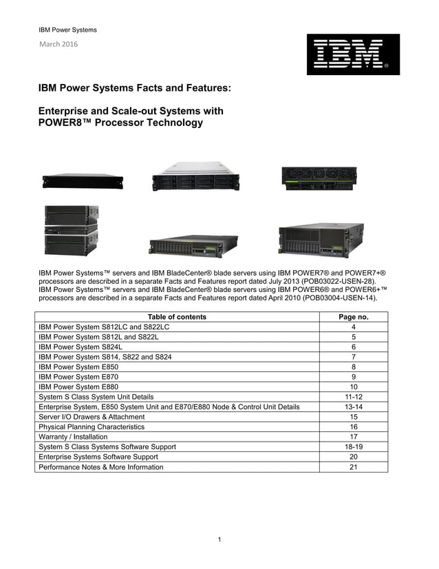 Ibm power systems facts and features power 8 | PDF