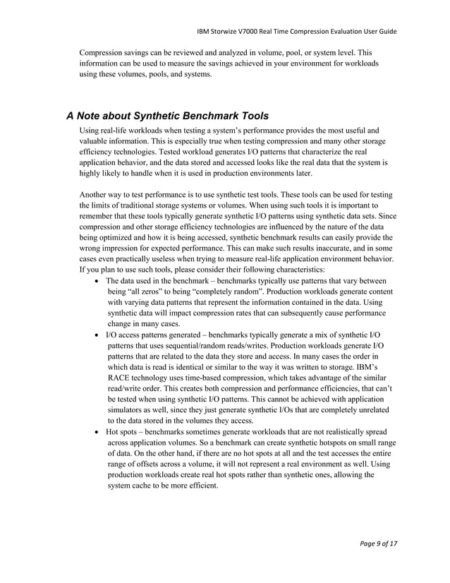 IBM Real-time Compression Evaluation User Guide for IBM Storwize V7000 ...