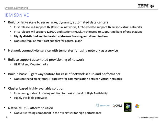 IBM Software Defined Networking for Virtual Environments (IBM SDN VE) | PPT