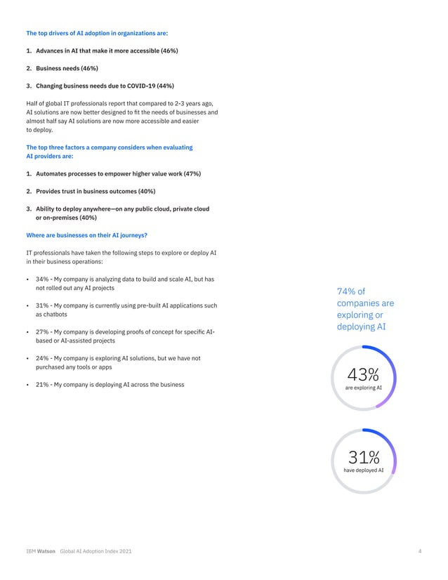 Ibm's global ai adoption index 2021 executive summary | PDF