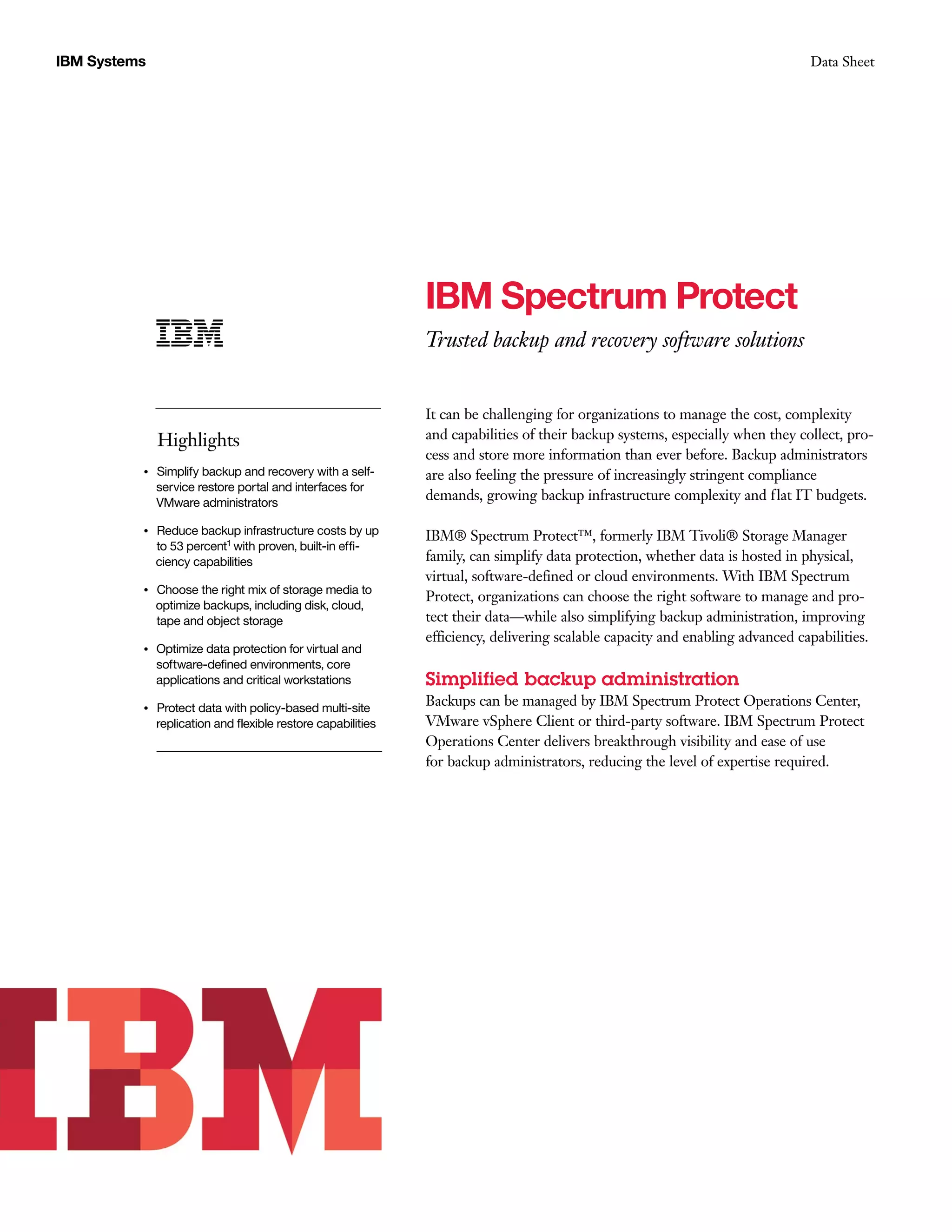 Ibm spectrum protect | PDF