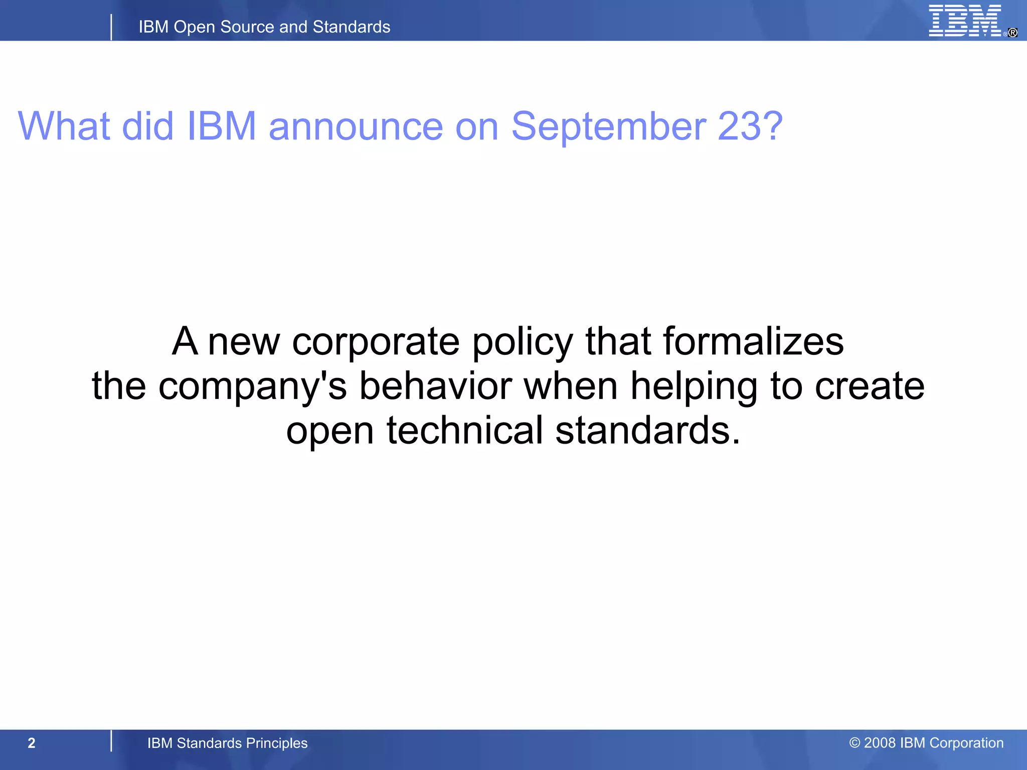 IBM Standards Principles | PPT IBM Standards Principles | PPT