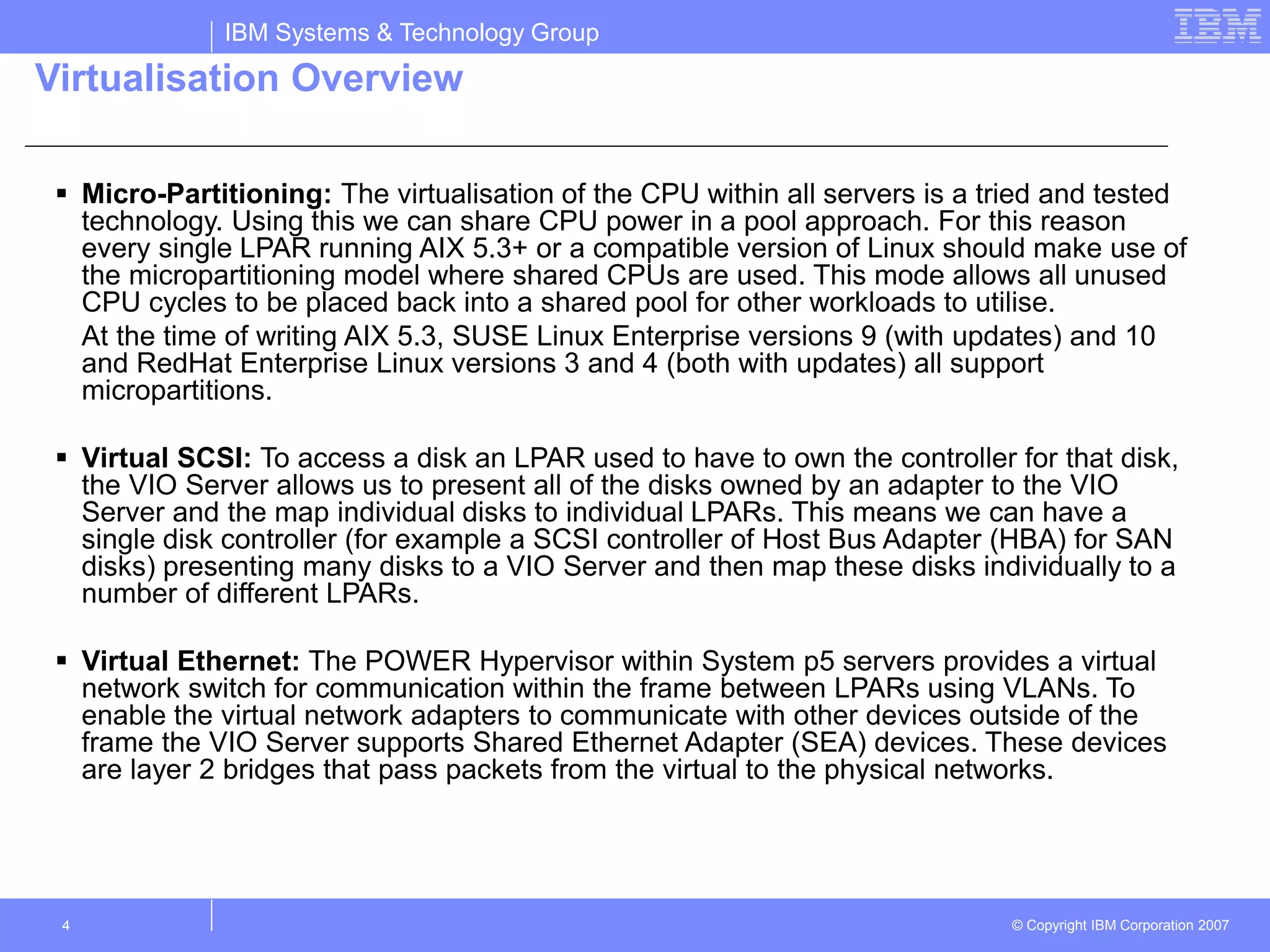 IBM System p Virtualisation.ppt | Operating Systems | Computer Software and Applications